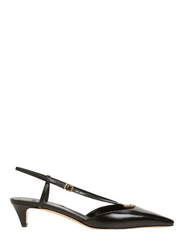 Fendi Fold Kitten Heel Slingback Pumps - Nero