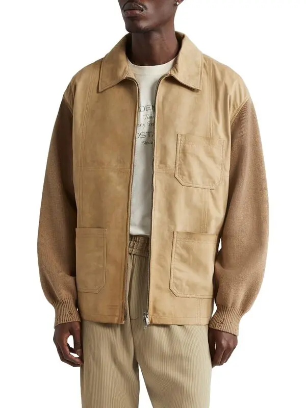 Golden Goose Journey Mixed Media Full-zip Jacket - Travertine
