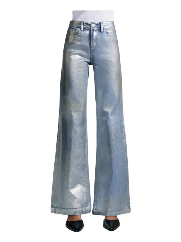 OFFICIAL KANCAN USA Kancan Usa Luciana Premier High-rise Flare Jeans - Light Wash Metallic