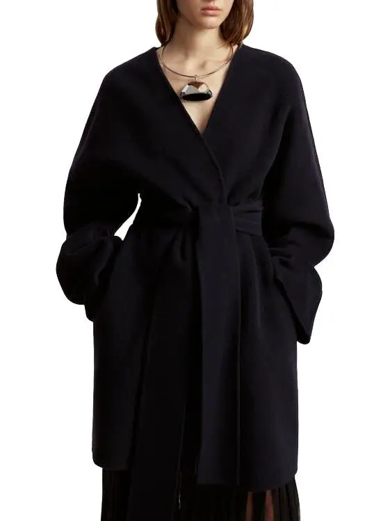 Marina Moscone Double Faced Wool Cocoon Coat - Navy