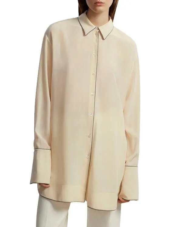 Marina Moscone Alex Shirt With Piping - Nude