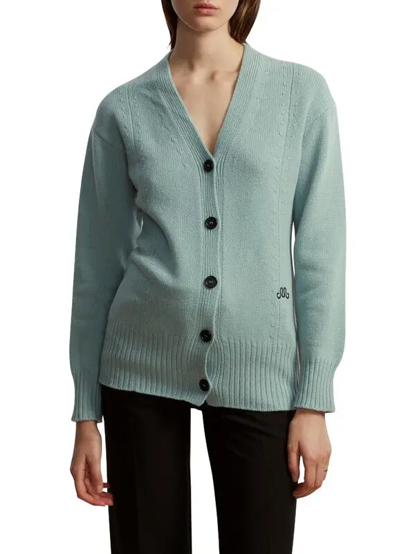 Marina Moscone Waisted Cashmere-wool Cardigan - Icy Blue