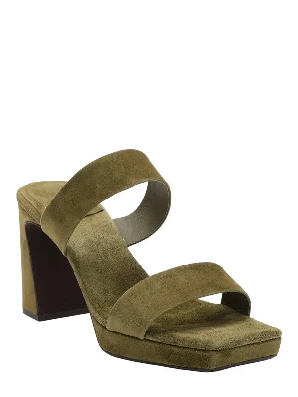 Jeffrey Campbell Danity Platform Slide Sandal - Dark Olive Suede