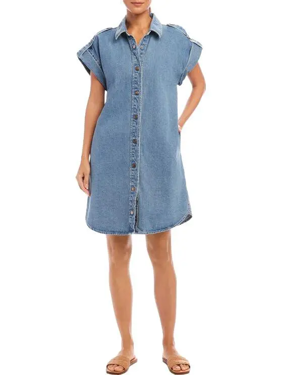Karen Kane Cap Sleeve Shirtdress - Denim