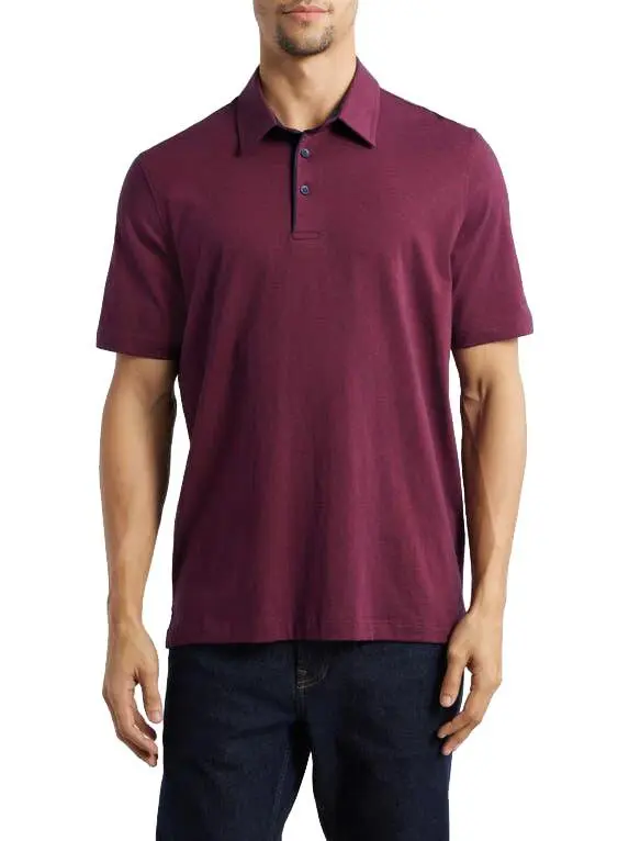 Johnston & Murphy Fine Stripe Polo - Burgundy/navy