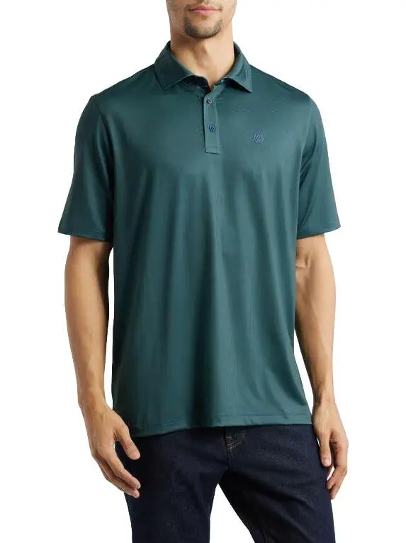 Johnston & Murphy Fine Stripe Polo - Green/ Navy
