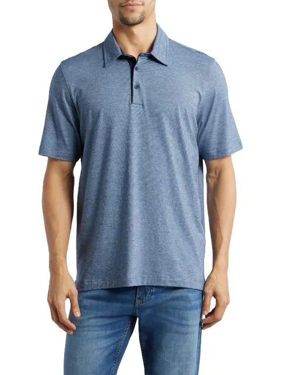 Johnston & Murphy Fine Stripe Polo - Light Blue/navy