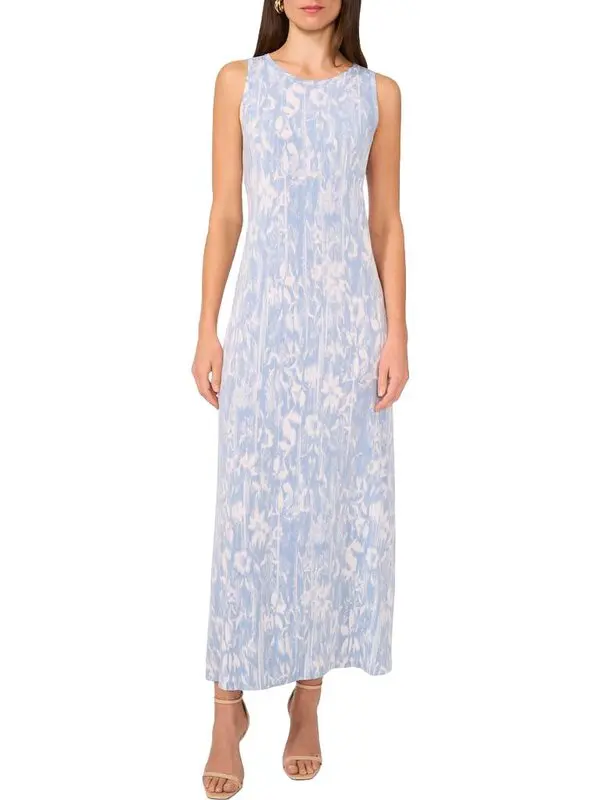 Vince Camuto Floral Print Sleeveless Maxi Dress - Lake Breeze