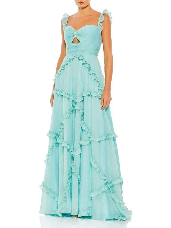 Mac Duggal Ruffle Tiered A-line Gown - Mint