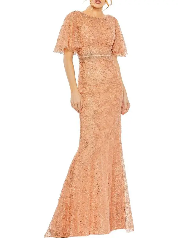 Mac Duggal Embellished Neck Trumpet Gown - Cinnamon