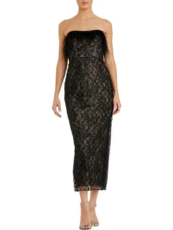 Mac Duggal Embellished Strapless Column Dress - Black Nude