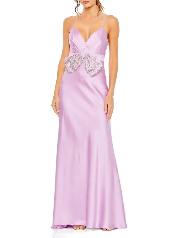 Mac Duggal Rhinestone Bow Trumpet Gown - Lilac