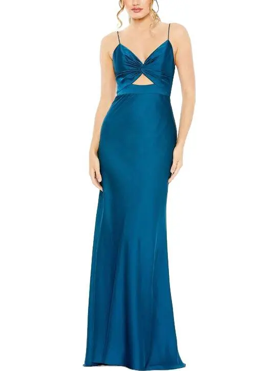Mac Duggal Tie-front Gown With Keyhole Detail - Ocean