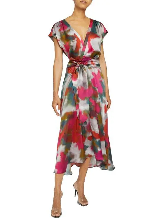 Santorelli Talia Faux-wrap Midi Dress - Sedona Multi