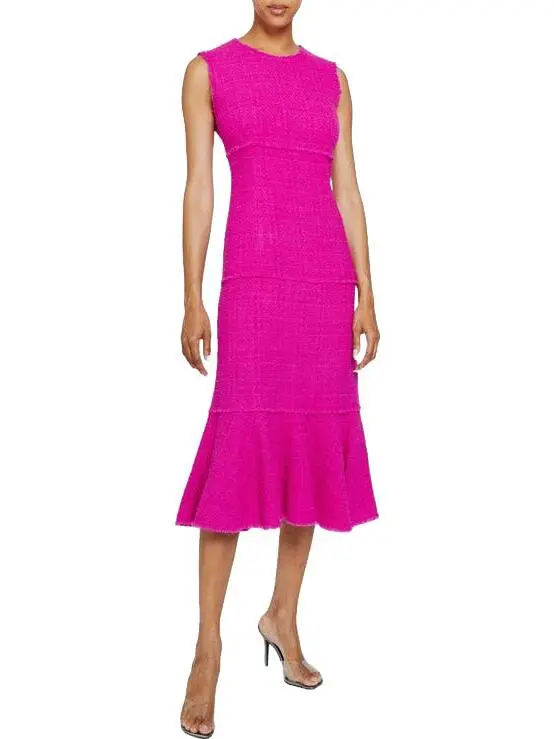 Santorelli Andi Sleeveless Tweed Sheath Dress - Magenta
