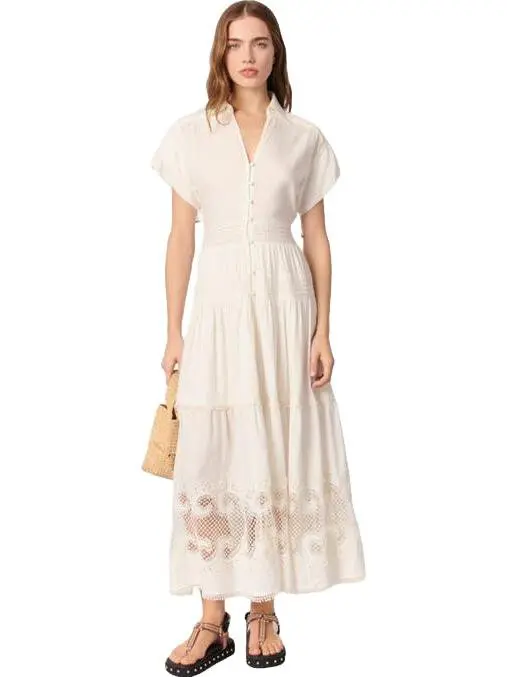 Maje Embroidered Maxi Dress - Ecru