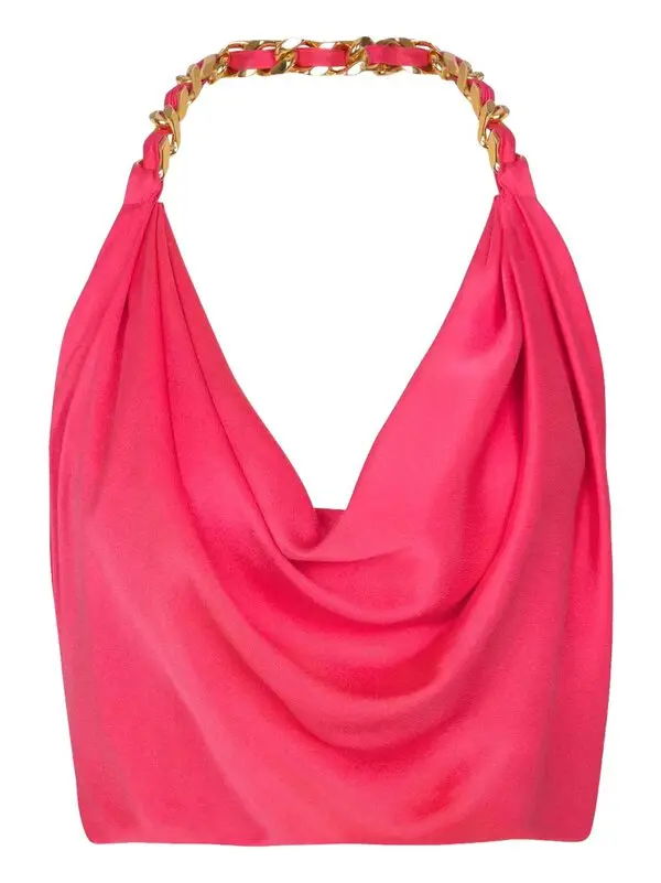 Balmain Chain-strap Silk-crepe Top - Pink