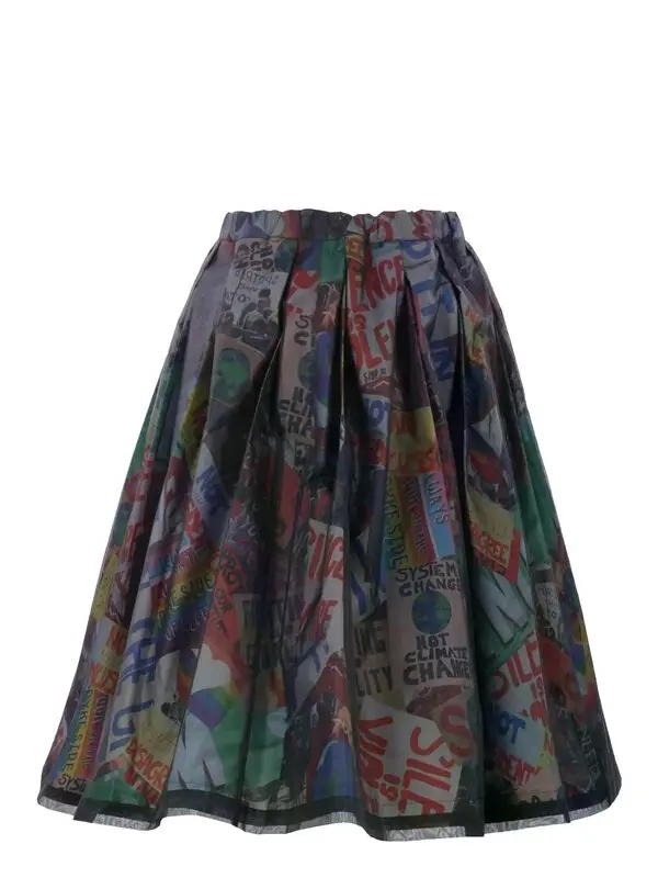 Comme Des Garçons Printed Pleated Skirt - Black