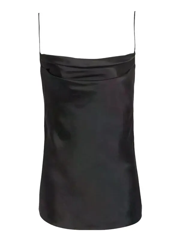 Balmain Draped Satin Top - Black