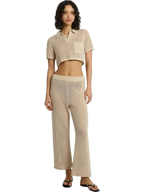Onia Crochet Knit Wide-leg Pants - Sandshell