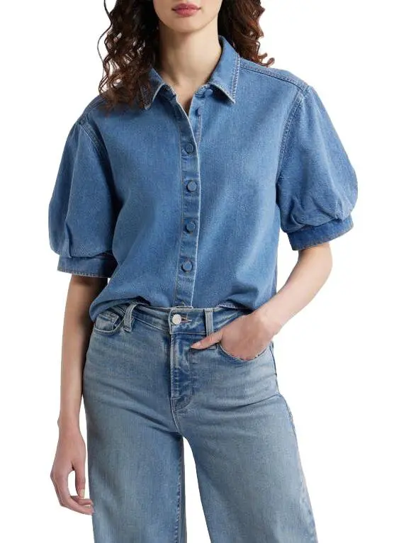 FRAME The Billow Sleeve Denim Shirt - Subtle