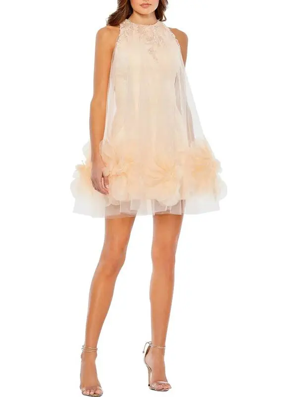 Mac Duggal Halter Neck Mini Dress - Peach