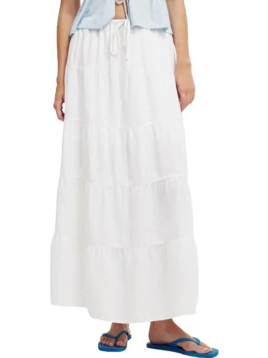 COTTON ON Haven Multi Tiered Maxi Skirt - White
