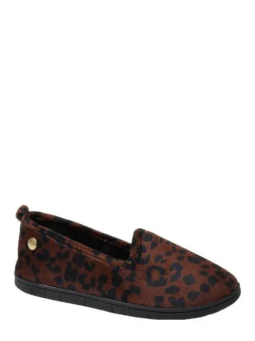 DEARFOAMS Velour Closed Back Slippers - Leopard