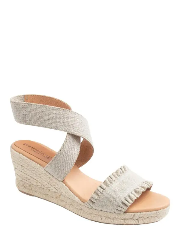 PATRICIA GREEN Easton Ankle Wrap Platform Wedge Sandal - Natural Canvas