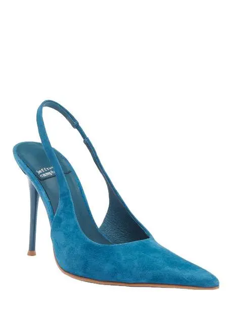 Jeffrey Campbell Slingback Pointed Toe Pumps - Turquoise Suede