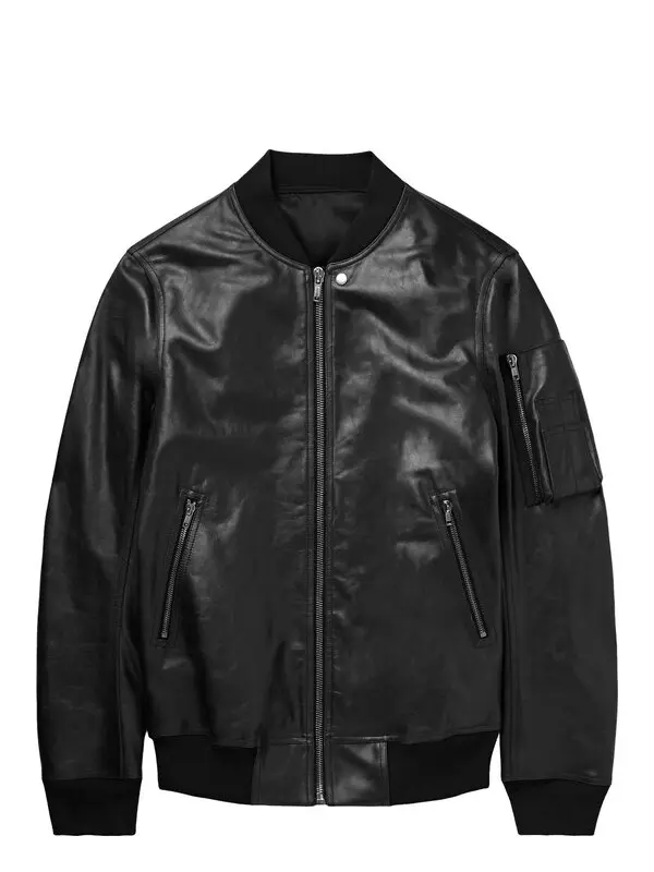 Rick Owens Classic Flight Oversized Webbing-trimmed Distressed Leather Bomber Jacket - Black