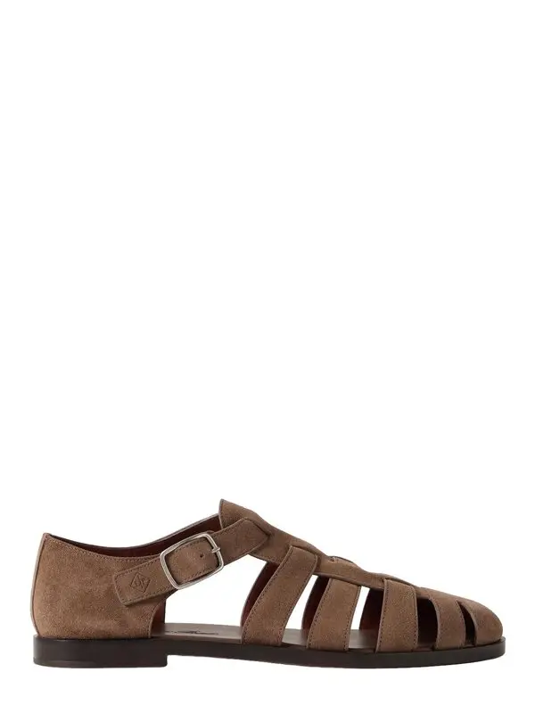 Loro Piana Maxime Walk Suede Sandals - Brown