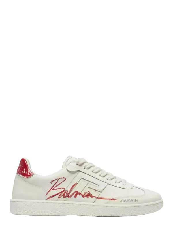 Balmain Swan-lipstick Trainers - White