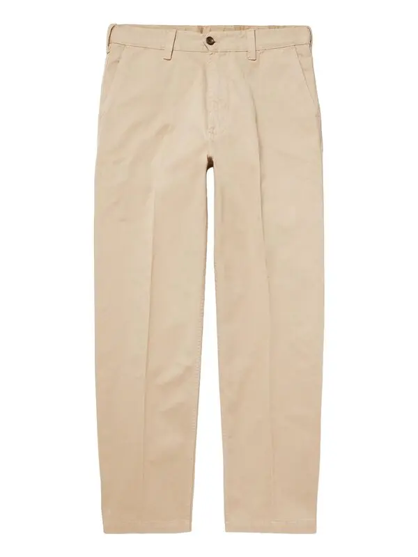 DRAKE'S Straight-leg Cotton-twill Trousers - Neutrals