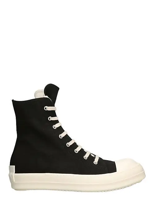 Rick Owens Contrast-toe High-top Denim Trainers - Blk/white