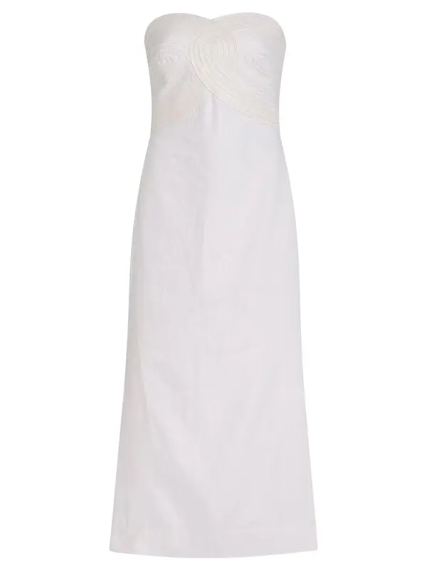 ANDRES OTALORA Arco Embroidered Linen Midi Dress - Ivory