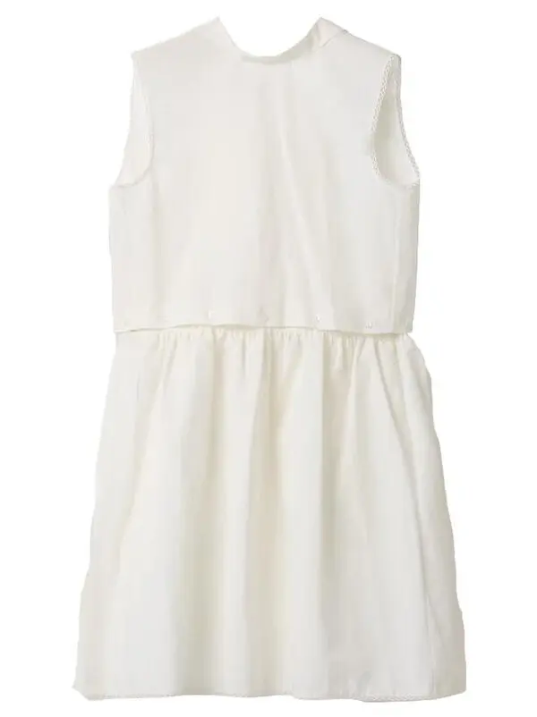 Miu Miu Slubbed Poplin Logo-patch Dress - White