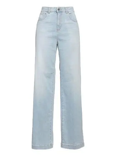 Emporio Armani Wide-leg Jeans With Leather Trims - Blue