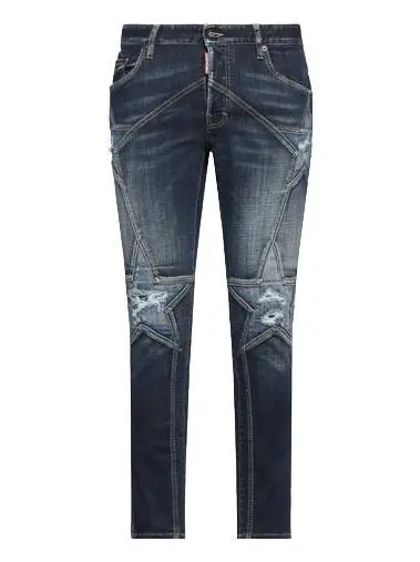Dsquared2 Skinny Jeans With Leather Trims - Blue