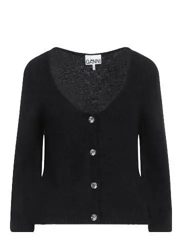 GANNI Cardigan In Alpaca Wool Blend - Black