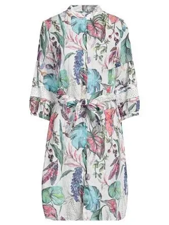 120% Lino Floral-print Linen Midi Dress - White