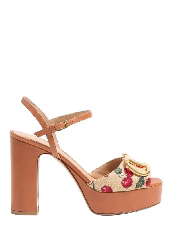 Valentino Garavani Vlogo Signature Cherryfic Platform Sandal - Natural/red