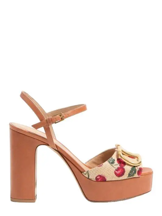 Valentino Garavani Vlogo Signature Cherryfic Platform Sandal - Natural/red