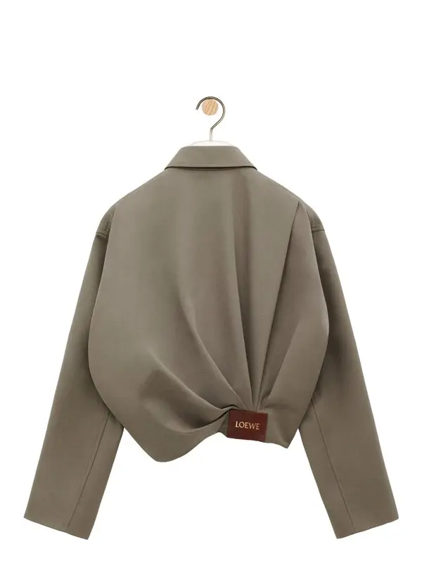 Loewe Draped Cotton And Silk Jacket - Khaki Brown