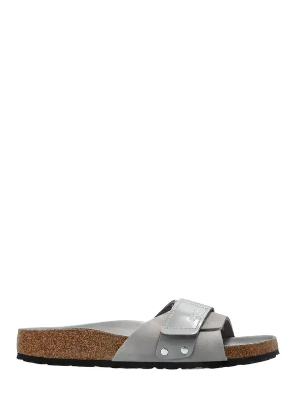 BIRKENSTOCK Leather Slides - Grey