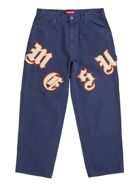 Supreme Old English Canvas Double Knee Painter Pant - Navy Blue
