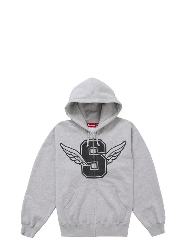 Supreme Wings Zip Up Hooded Sweatshirt - Heather Grey