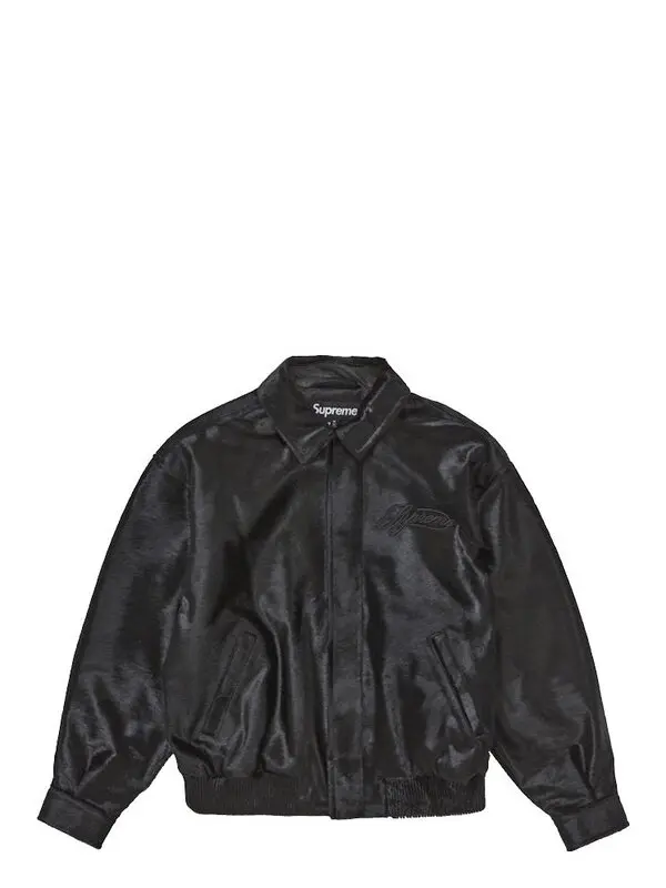 Supreme Ponyhair Varsity Jacket - Black