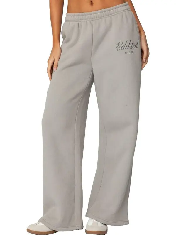 EDIKTED Wide Leg Sweatpants - Gray