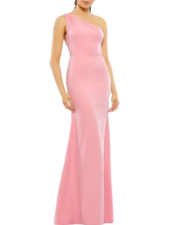 Mac Duggal One-shoulder Mermaid Gown - Rose Pink